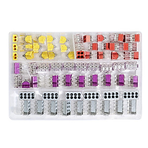 75PCS Wire Connector 2/4/6/8 Port Conductor Combination Assortment Pack for Junction Boxes