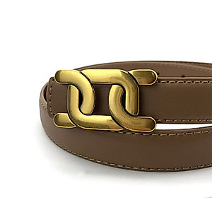 Yuangu Womens Belts for Jeans, Womens Leather Belt with Gold Buckle, Designer Belts for Pants Jeans Dresses (Brown, 100cm(Fits 24"-31"))