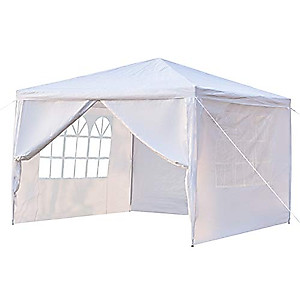 Outvita Outdoor Gazebo White Canopy with sidewalls, Wedding Party Tent with UV Blocking for Parties Sun Rain Shelter Gazebo Canopy Tent (10x10ft)