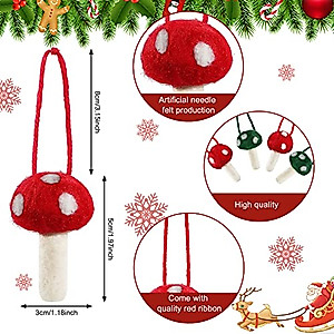 Tatuo 12 Pcs Felt Mushroom Ornaments Christmas Mushroom Hanging Ornaments Small Mushroom Ornament DIY Arts Crafts Supplies Mushroom Decor for Xmas Wedding Holiday Decoration, Red and Green