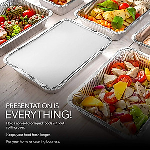 Aluminum Pans Take Out Containers with Lids (50 Pack) 2 Lb Disposable Aluminum Foil Oblong Pans with Cardboard Covers - To Go Food Storage Containers for Baking, Meal Prep, Takeout and Freezer