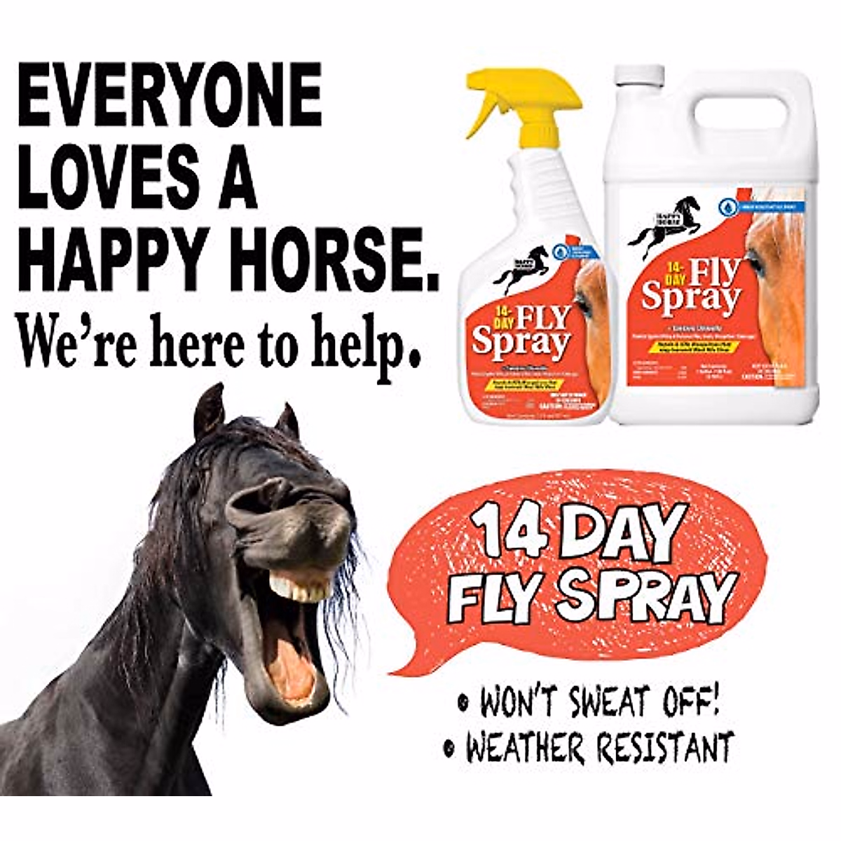 Happy Horse Fly Spray, 14-Day Sweat and Weather Resistant Long Lasting Fly Spray, 32oz