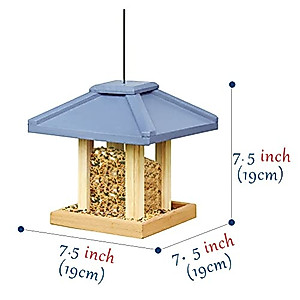 Cedar Alpha Cedar Wooden Gazebo Bird Feeder, Pavillion Style Wild Bird Feeder for Outside, Pavillion Design, Grey Roof UVcoating, 2.6 lbs Capacity.