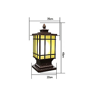 Enlylyog Outdoor Column Headlights Chinese Style Waterproof Outdoor Gate Villa Landscape Home Garden Courtyard Community Terrace Wall Lamp