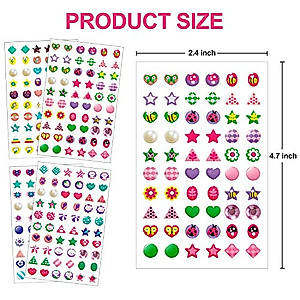 240PCS Sticker Earrings for Little Girls - 3D Gems Girls Sticker Earrings Self-Adhesive Glitter Craft Crystal Stickers, Stick on Earrings for Toddlers