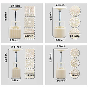 PowerKing Cookie Stamps, Cookie Presses, Moon Cake Mold, DIY Decoration Hand Press Cutter for Party Home Hotel (4 Sets, Each 3 Pattern Stamps)