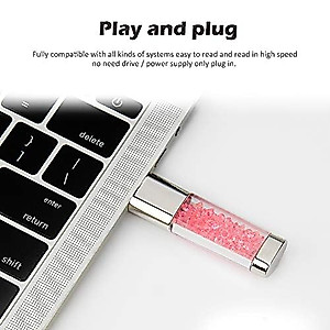 USB Flash Drive 64GB, BorlterClamp Cute Pink Crystal Thumb Drive Novelty Pen Drive Memory Stick