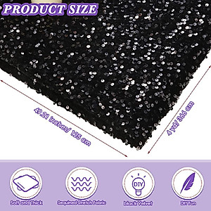Sequin Velvet Fabric by The Yard Stretch Bling Fabric for Sewing Glitter Fabric Tablecloth Sparkly Fabric for Dress Table Runner Photo Props Backdrop(Black, 4 Yards)