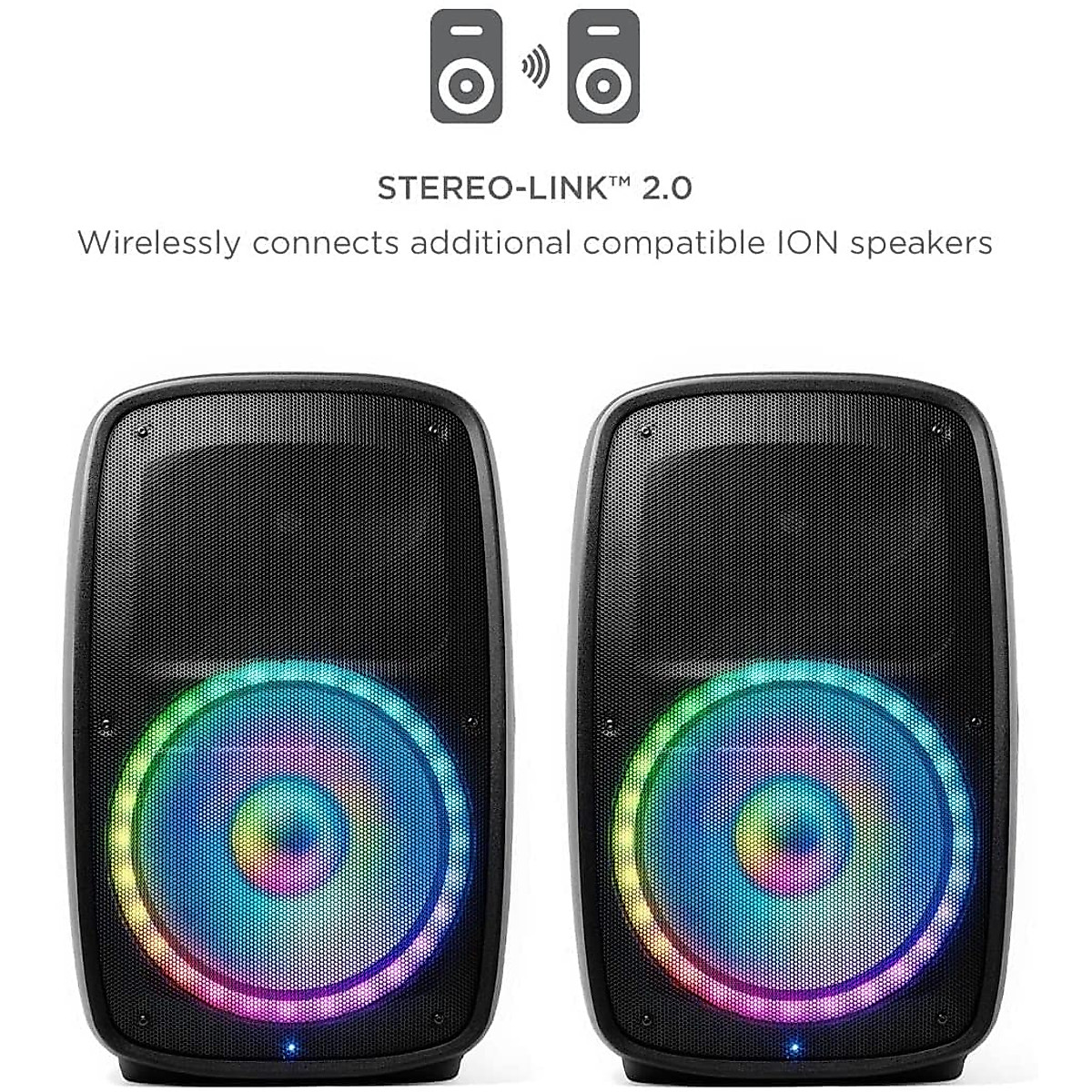 Ion Audio Total PA Glow Max - Bluetooth Speaker 500W PA System with Microphone Stand and LED Lights (Renewed)