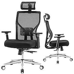 MOLENTS Ergonomic Office Chair,Mesh Computer Chair,Home office Desk Chair with Seat Slider,Adjustable Lumbar Support,Headrest,3D Armrest,Tilt Function,Comfort Swivel Executive Chair Rolling Task Chair