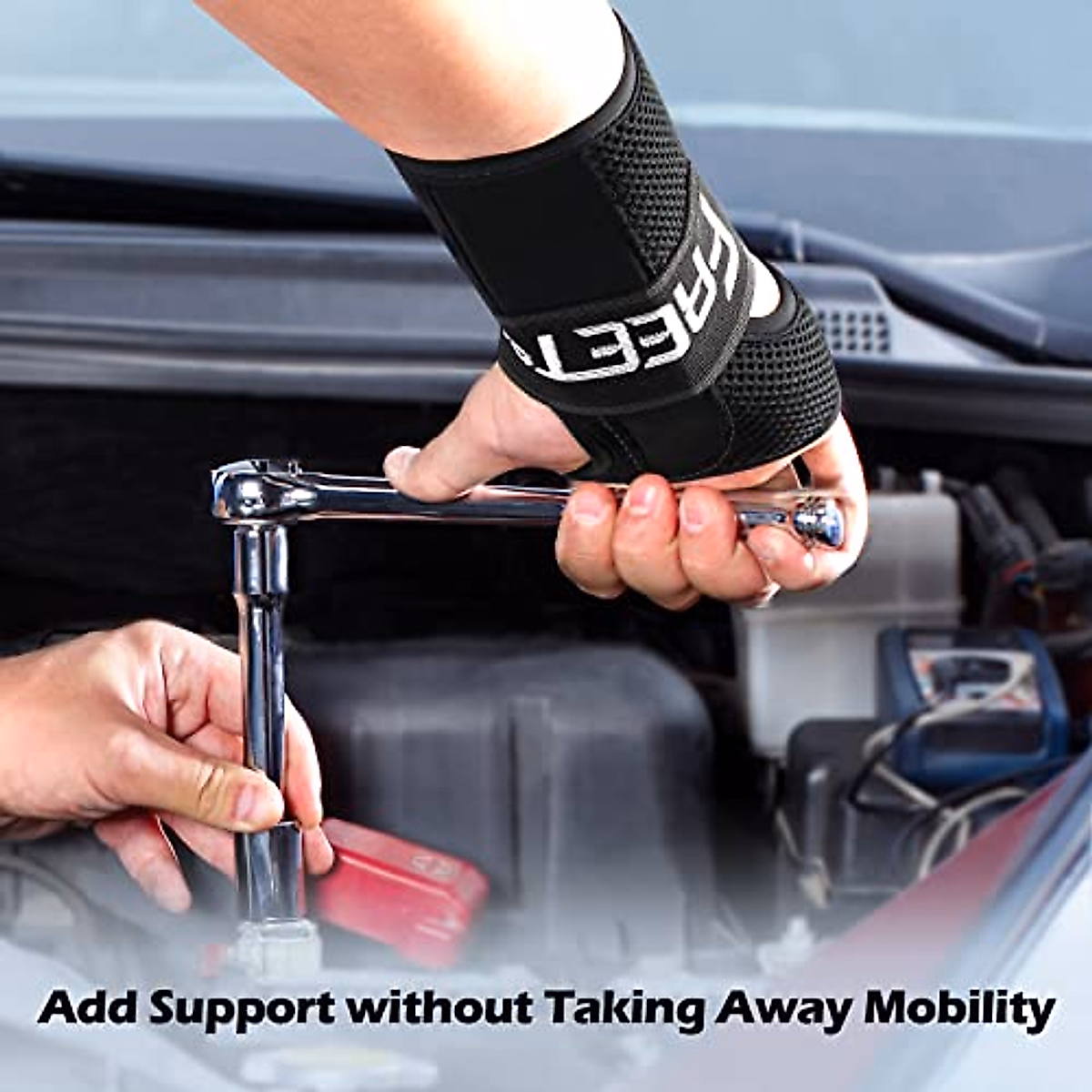 FREETOO Wrist Brace for Carpal Tunnel Relief Night Support with Soft Pad, Hand Brace with 3 Stays for Women Men Work, Adjustable Splint Fit Left Right Hand for Arthritis, Tendonitis( S/M)