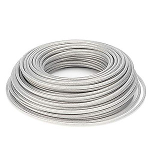 Junluck Lawn Mower Accessories, 60M Steel Wire Brush Cutter Rope, Grass Trimmer Line for Garden Pruning/Agricultural Production/Home Gardening etc, Wear Resistant & Easy to Clean