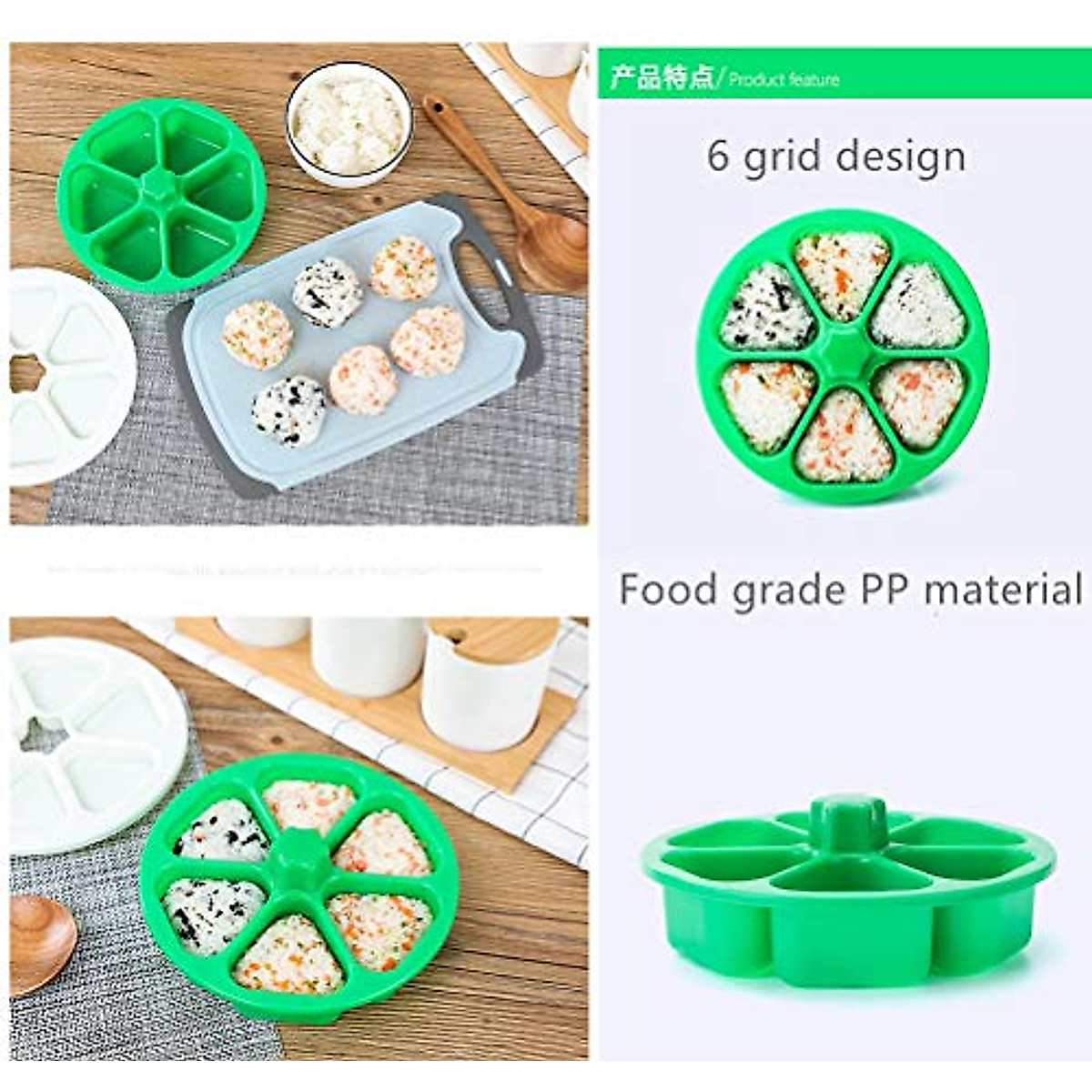 6 in 1 Onigiri Mold Triangle Sushi Mold, Sushi Mold Case DIY Onigiri Maker, Able to Make up to 6 Triangular Sushi at The Same Time Quickly And Easily
