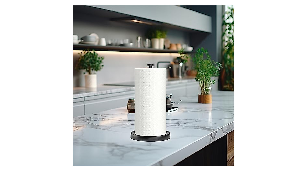 Swaitee Black Paper Towel Holder with One-Hand Tear Design