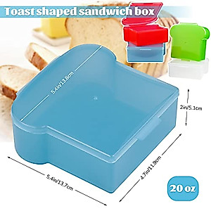 GothaBach 4 Pcs Toast Shape Sandwich Box, Toast Fresh-keeping Container, Food Storage Sandwich Containers for Lunch Prep(4 Colors)