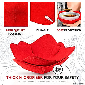 Small Microwave Bowl Huggers - Polyester Bowl Holders For Hot Food Hot Plate Holder Microwave Bowl Cozy Huggers - Heat Resistant Plate Hot Pads Microwave Hand Warmers Reusable Kitchen Gadget liberhaus