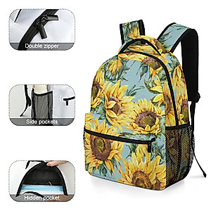 ILEABEC Backpack for Women Men Sunflowers Lightweight Laptop Backpack Sturdy Gym Backpacks Casual Daypack