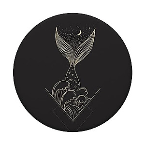 Mystic Mermaid Waves Sea Stars Moon Black PopSockets Standard PopGrip