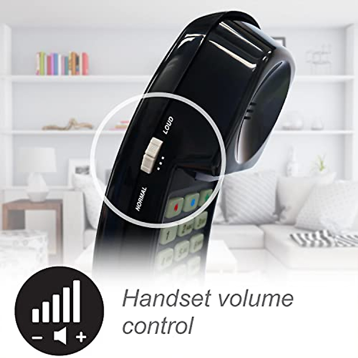 AT&T 210 Basic Trimline Corded Phone, No AC Power Required, Wall-Mountable, Black