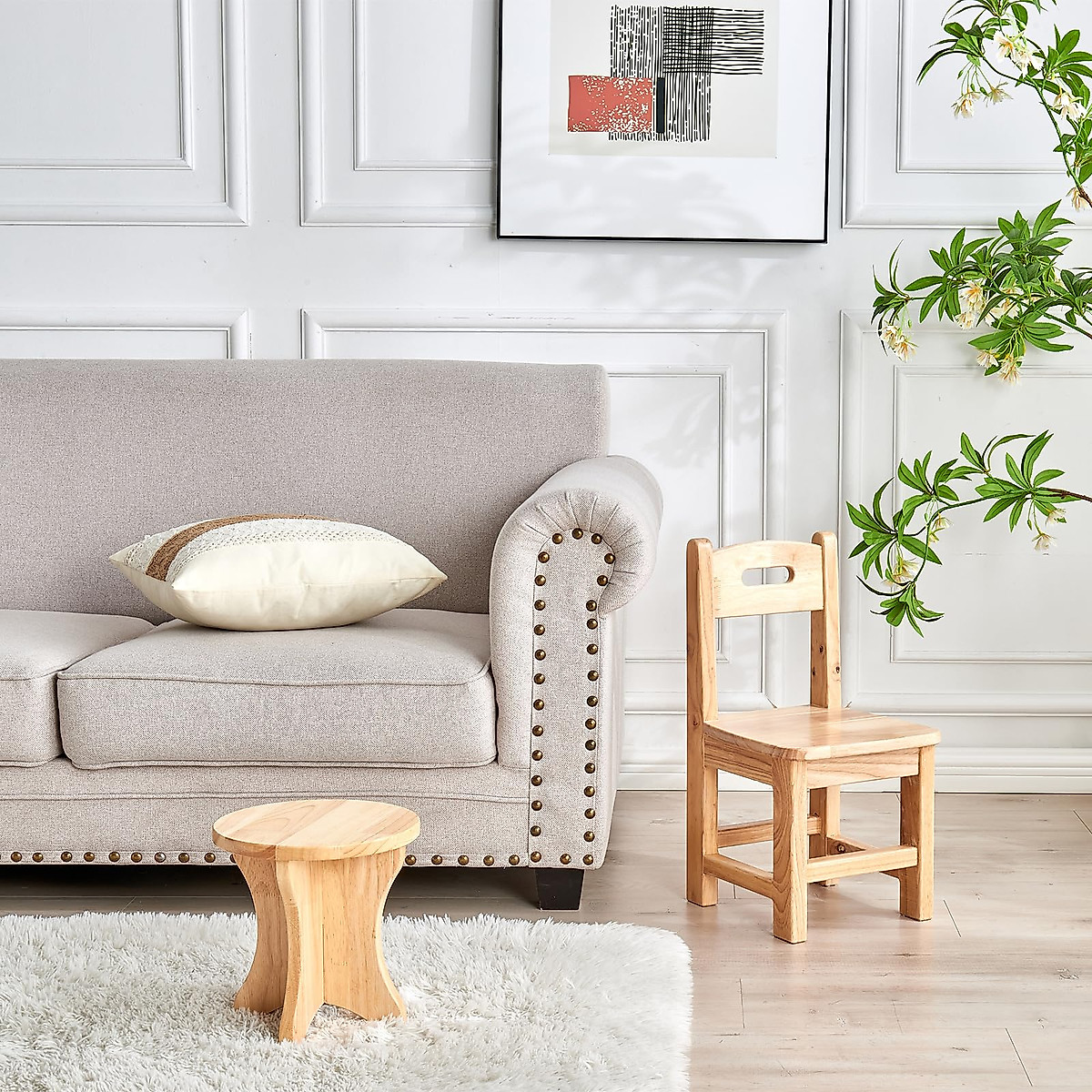 Rubber Wood Solid Wood Children Chair for Kids, Kindgarten and Kids' Home Furniture-Team Set（4pcs）