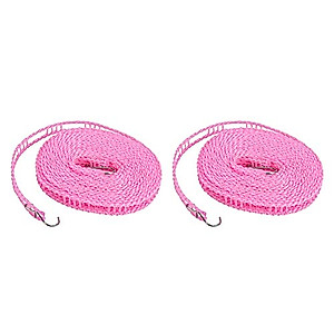 Bnineteenteam 2pcs Clothesline,Clothes Drying Rope Windproof Travel Clothesline for Indoor Outdoor Laundry Clothesline for Camping Travel & Home Use (2pcs-Pink)