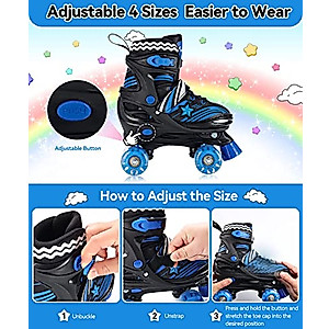 Roller Skates for Boys 4 Sizes Adjustable, Sportneer Light Up Kids Roller Skates for Age 3-5 6-12 Roller Skates with Protective Gears Illuminating Wheels Gift for Kids Toddler Beginner