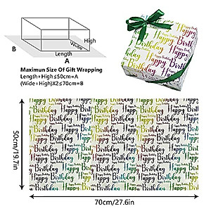 WDNUKEE Happy Birthday Wrapping Paper for Kids Girls Women Adults Boys Men,7 Sheets Gradient Colorful Letters Birthday Gift Wrapping Paper,Birthday Wrapping Paper Folded Flat 20x28 inches each