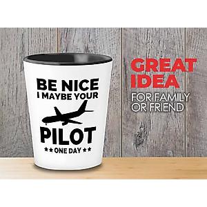 Bubble Hugs Pilot Shot Glass 1.5Oz - Pilot One Day - Pilot Gifts Airplane Flying Captains Aviator Airline Aviation