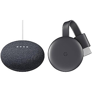 Google Nest Mini 2nd Generation Charcoal (Bluetooth Speaker) Chromecast 3rd Gen - Value Bundle