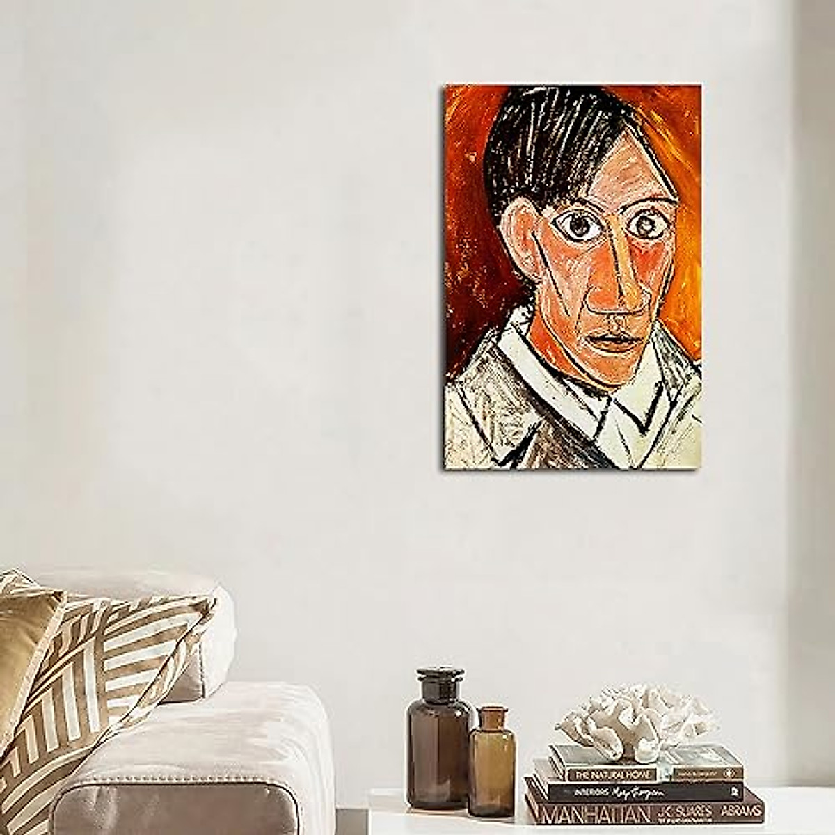 Pablo Picasso Wall Art & Decor - Self Portrait Poster Decorative Painting Canvas Wall Art Living Room Bedroom Painting1 Piece Framed or Unframed Women and Men Gift (Unframe,12in*18in)