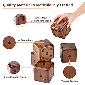 SpexDarxs Giant Yard Dice Set, 3.5’’ Large Wooden Dices Game with Scoreboard & Carrying Bag, Indoor & Outdoor Backyard Lawn Games for Teenage Adult and Family