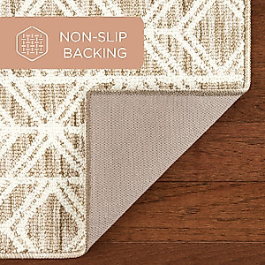 TOWN & COUNTRY EVERYDAY Walker Modern Diamond Everwash™ Washable Multi-Use Decorative Rug, Tufted Kitchen Runner Rug, Low-Profile Door Mat, Bath Rug with Non-Slip Backing, Beige, 24"x72"