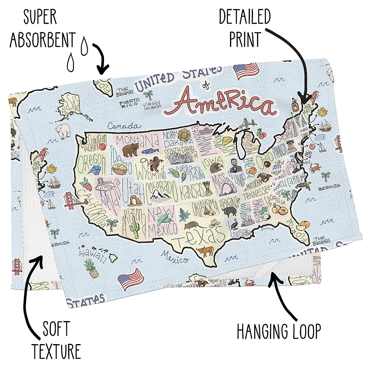 Fish Kiss State Map Multi-Use Towel (New York)