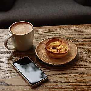 IQCWOOD Wooden Dinner Plates, 6 Inch Round Wood Plates Set of 4, Acacia Wooden Plates Round Tray Easy Cleaning Serving Platter for Food Dessert Salad Plate Fruit Platters