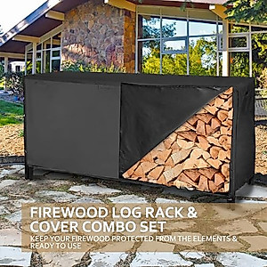 LIBMALL 6ft Outdoor Indoor Firewood Rack Log Holder with Waterproof Cover Combo for Wood Organizer and Storage