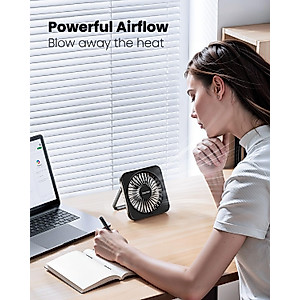 Gaiatop USB Desk Fan, 5 Inch Personal Fan Small Portable Table Fan with 180° Tilt Folding and 3 Speeds, Strong Wind Ultra Quiet Personal Cooling Fan For Office Home Bedroom Desktop Travel