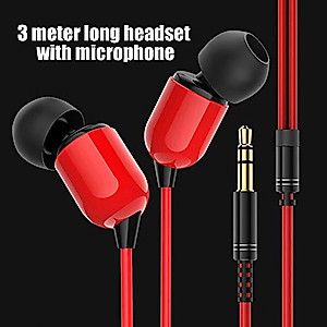 MOHALIKO Earbuds, Earbud Headphones with Microphone, 3-Meter 3.5mm Plug in-Ear Wired Earphone Broadcast Live Headset with/Without Mic Compatible with Various Mobile Phones Black Without Mic