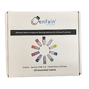 Professional 10-Pack of Enfain 16GB Multicolor USB Flash Drives - Swivel Memory Sticks for Efficient Data Storage and Sharing
