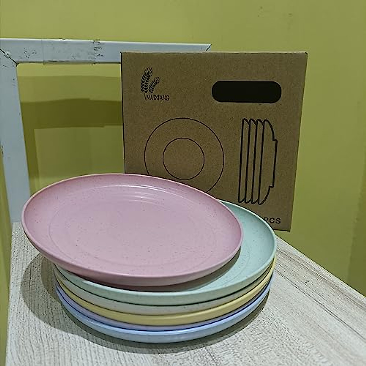 CAMBUY Wheat Straw Plates Lightweight Unbreakable Dinner Dishes Plates Set Dishwasher & Microwave Safe (Small 6 Pack 5.9')