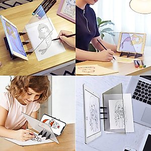 B5 Drawing Tracing Board Light Copy Pad Optical Image Reflection Projector Wireless Copy Board DIY Shadow Mirror Tracer with Stand for Artist Beginner Diamond Drawing Sketching