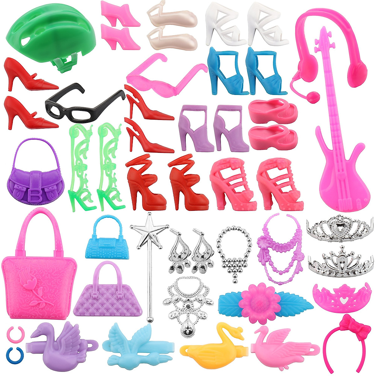 SOTOGO 106 Pieces Baby Doll Care Set Doll Feeding and Changing Accessories Set Baby Doll Accessories in Bag, Without Doll