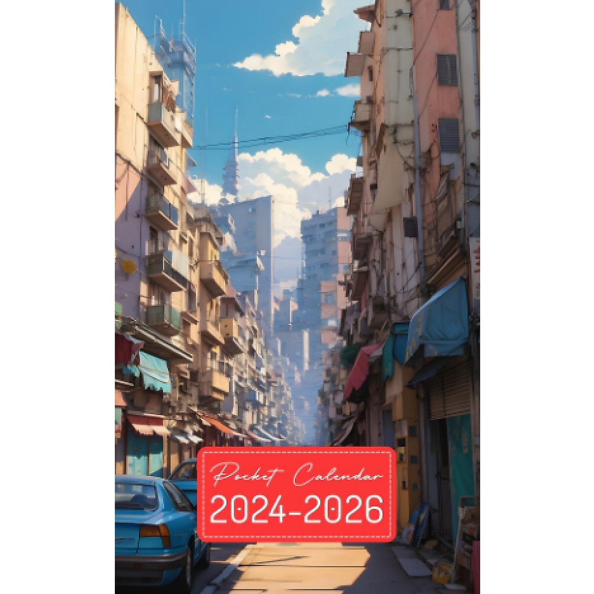 Pocket Calendar 2024-2026: Two-Year Monthly Planner for Purse , 36 Months from January 2024 to December 2026 | 1990s fantasy | Cyberpunk futuristic | Napoli Italian city