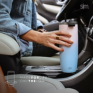 Simple Modern Travel Coffee Mug Tumbler with Flip Lid | Reusable Insulated Stainless Steel Cold Brew Iced Coffee Cup Thermos | Gifts for Women Men Him Her | Voyager Collection | 16oz | Blush