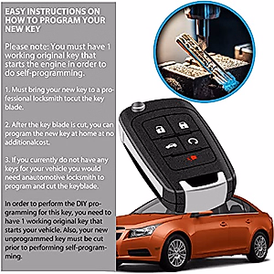 Keyless Entry Remote Fob Fits for Chevy Camaro Equinox 2010-2019/ Cruze 2011-2016/ Sonic 2012-2017/ Malibu 2014-2016/ GMC Terrain Buick Lacrosse Regal Verano Encore Replacement for P/N: OHT01060512