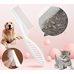 Dxlam Flea Comb for Dogs and Cats, Pet Lice Comb Fine Tooth Grooming Tool for Removing Tear Stains, Fleas, Dandruff, Lice
