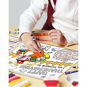 Thanksgiving Place Colouring Mats for Kids 12 Sheet Disposable Turkey Paper Place Mat 11”x 17” Fall Thanksgiving Table Mat for Children Birthday Party