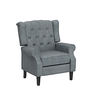 YITAHOME Wingback Recliner Chair, Push Back Recliner with High Back, Upholstered Tufted Accent Lounge Armchair Single Sofa Adjustable for Living Room, Grey