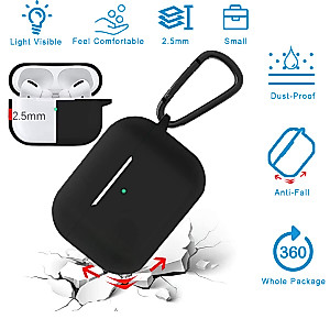 16 in 1 Silicone for Airpods Pro Case Accessories Set Kit, Protective Cover for Airpods Pro 1st/2rd Case with Keychain/Ear Tip/Ear Cover/Ear Hook/Watch Band Holder/Strap/Ring/Storage Box Black