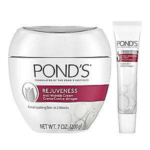 Pond's Anti-Wrinkle Cream and Eye Cream Anti-Aging Face Moisturizer Rejuveness With Vitamin B3 and Retinol Complex, 7 Ounce (Pack of 2)