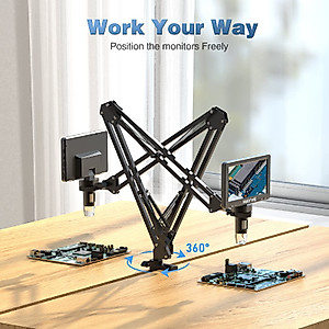 Hayve Microscope Arm Stand，Adjustable Metal Bracket with Clamp and Grommet Base，Coin Microscope Mount ，Compatible with Model DM4 DM9 MS1 MS3& Most 4.3'',7'' Digital Microscopes (1.37inch(for DM9-H))